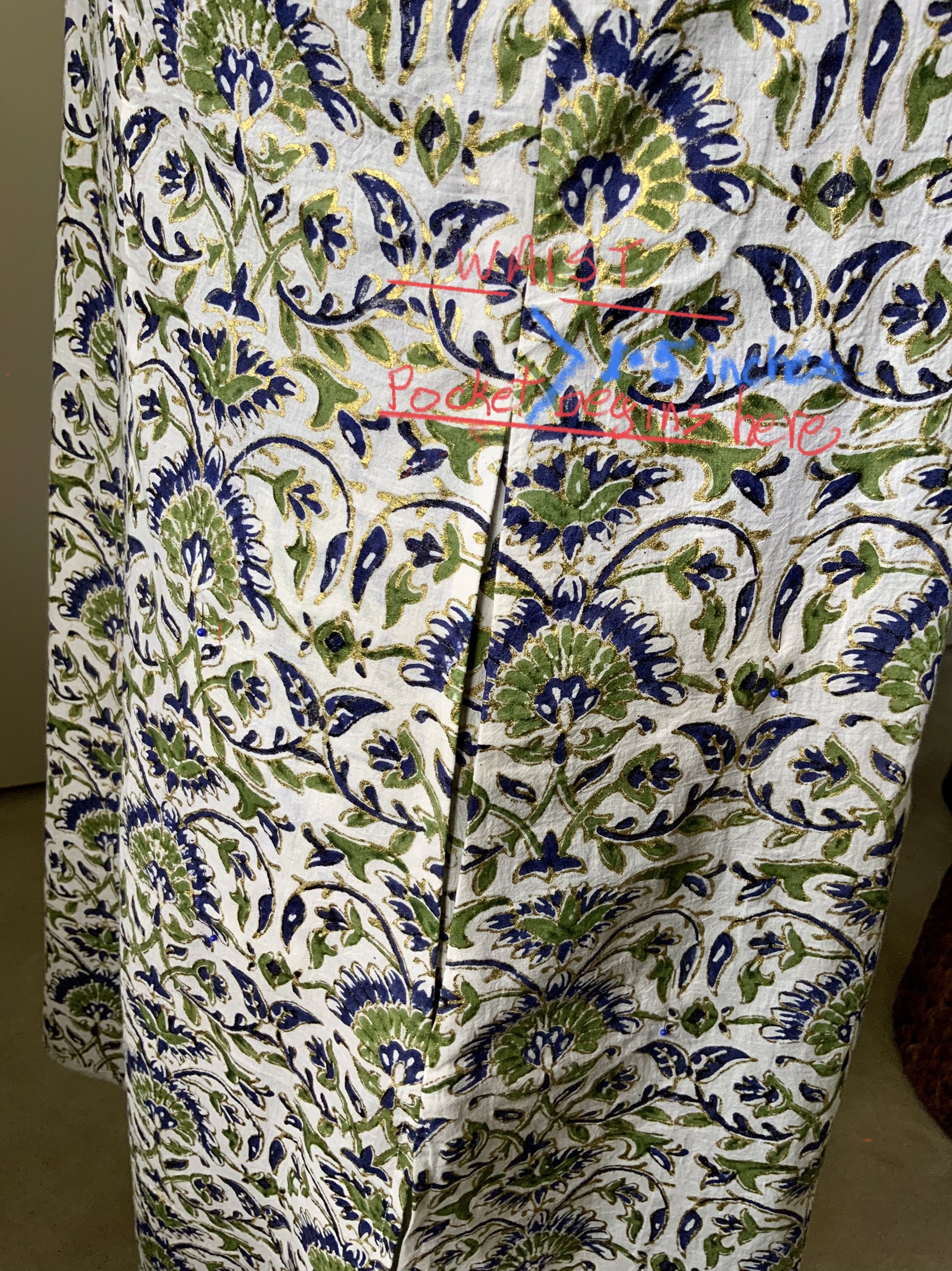 One or Two inches down from Waist: Side seam pocket placement formula ...